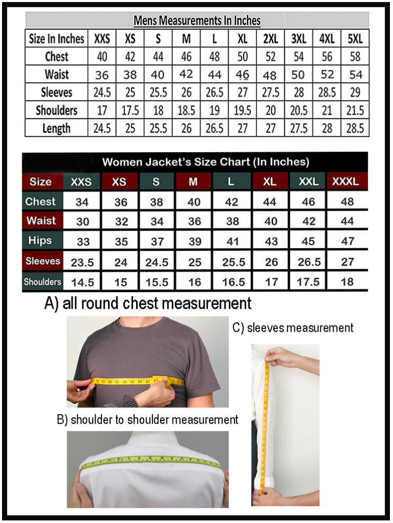 Explore our size chart and guide - jacketline