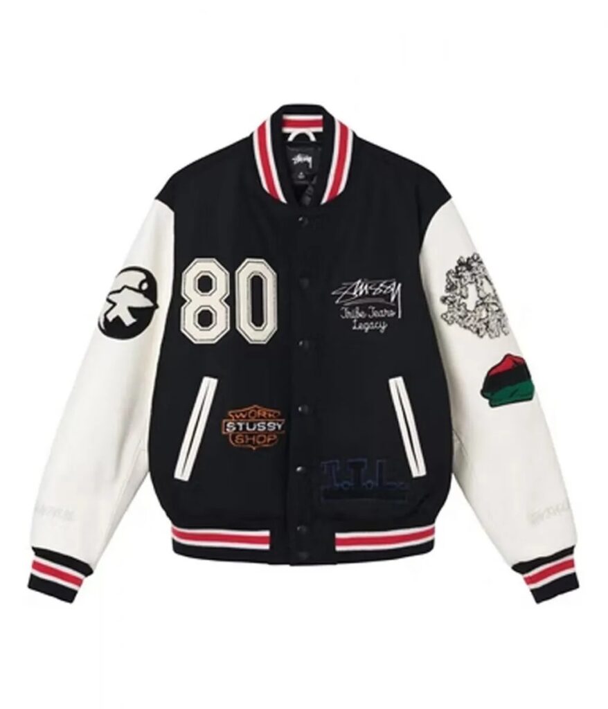 Varsity White and Black Wool and Leather Jacket - Buy Jackets Online ...