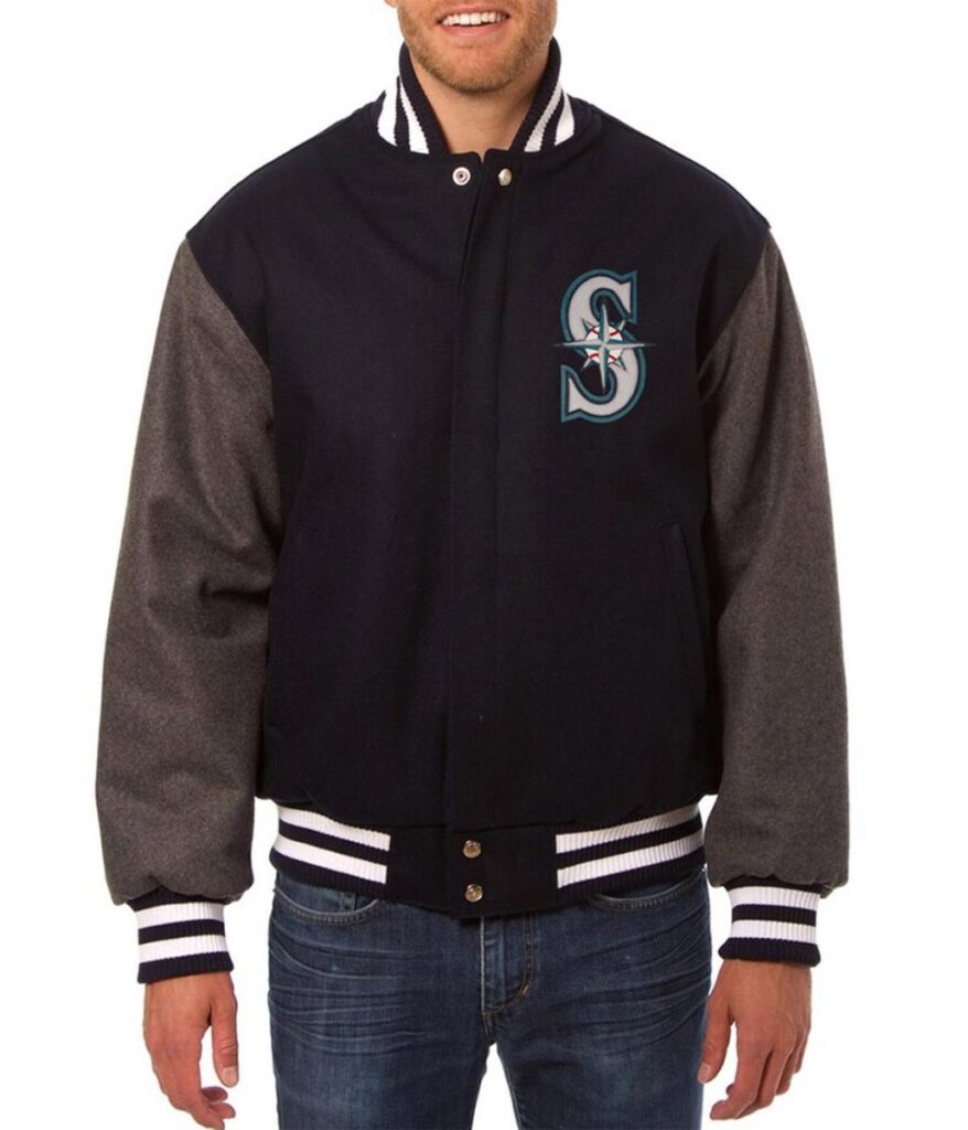 Seattle Mariners Navy and Grey Letterman Wool Jacket - Buy Jackets Online | Jacketline